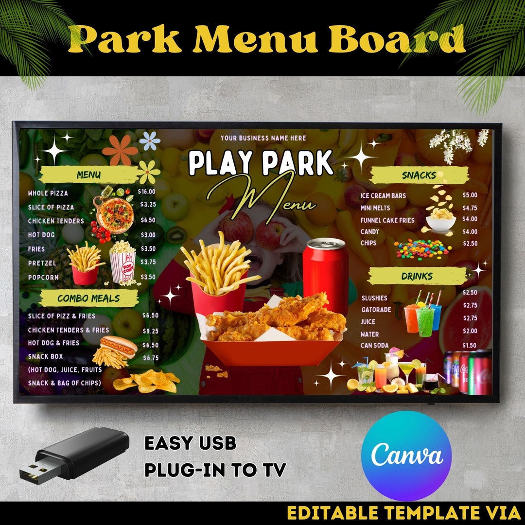 Park Menu Board, TV Digital Menu, Outdoor Digital Menu Board for ...