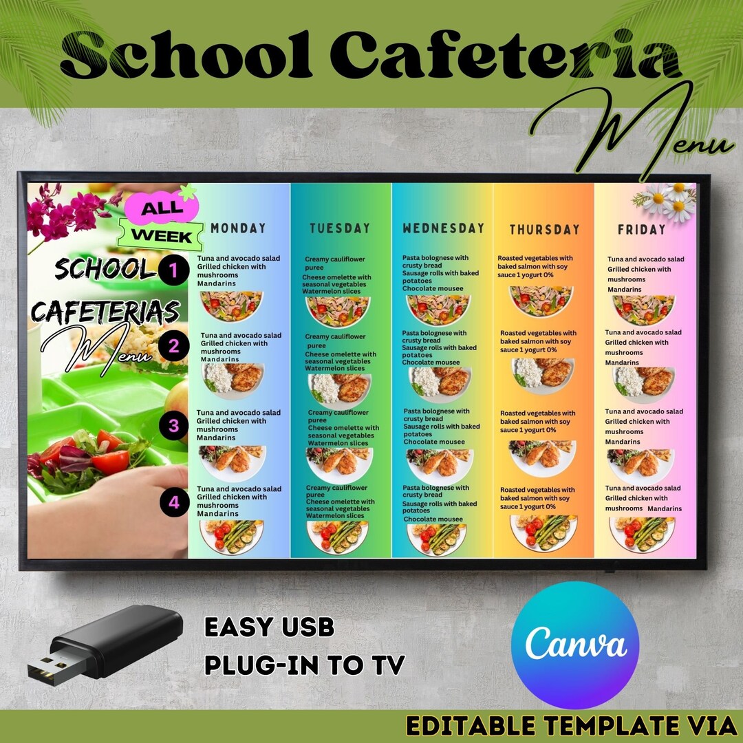 Scool Cafeteria Menu Board, TV Menu Board, Menu Design Ideas, Menu ...