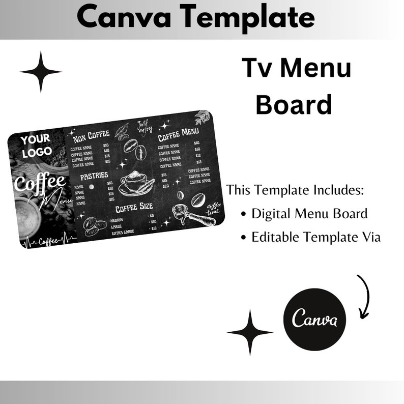 Coffee Menu Board, Easy DIY Digital Menu Board, Cafe Menu, Tv Menu ...