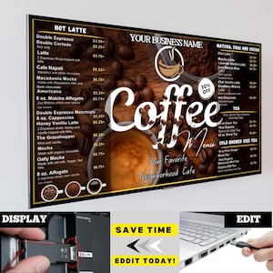 Coffee Menu Board, Easy DIY Digital Menu Board, Cafe Menu, Tv Menu ...