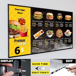 Modern Tv Menu Board for Restaurant, Digital Menu Board, Easy DIY ...