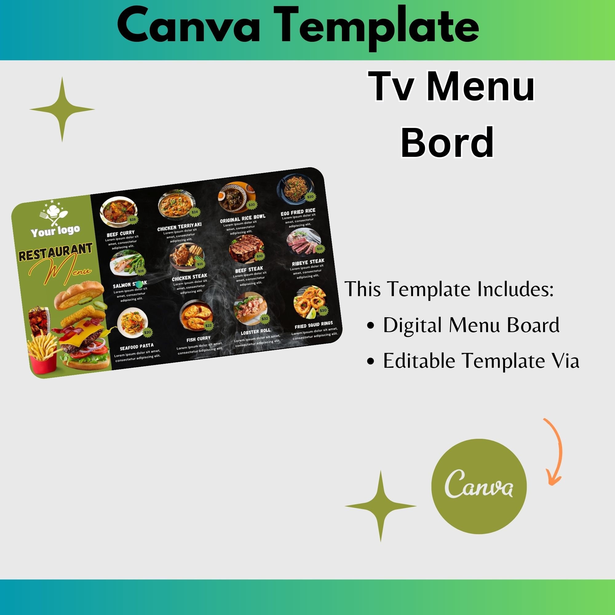 TV Menu Board for Restaurant, Digital Restaurant TV Menu Board ...