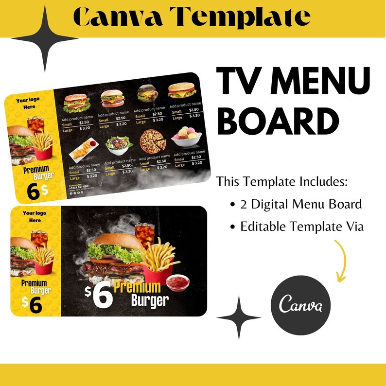 Modern Tv Menu Board for Restaurant Pizza Menu TV Menu Board - Etsy Canada