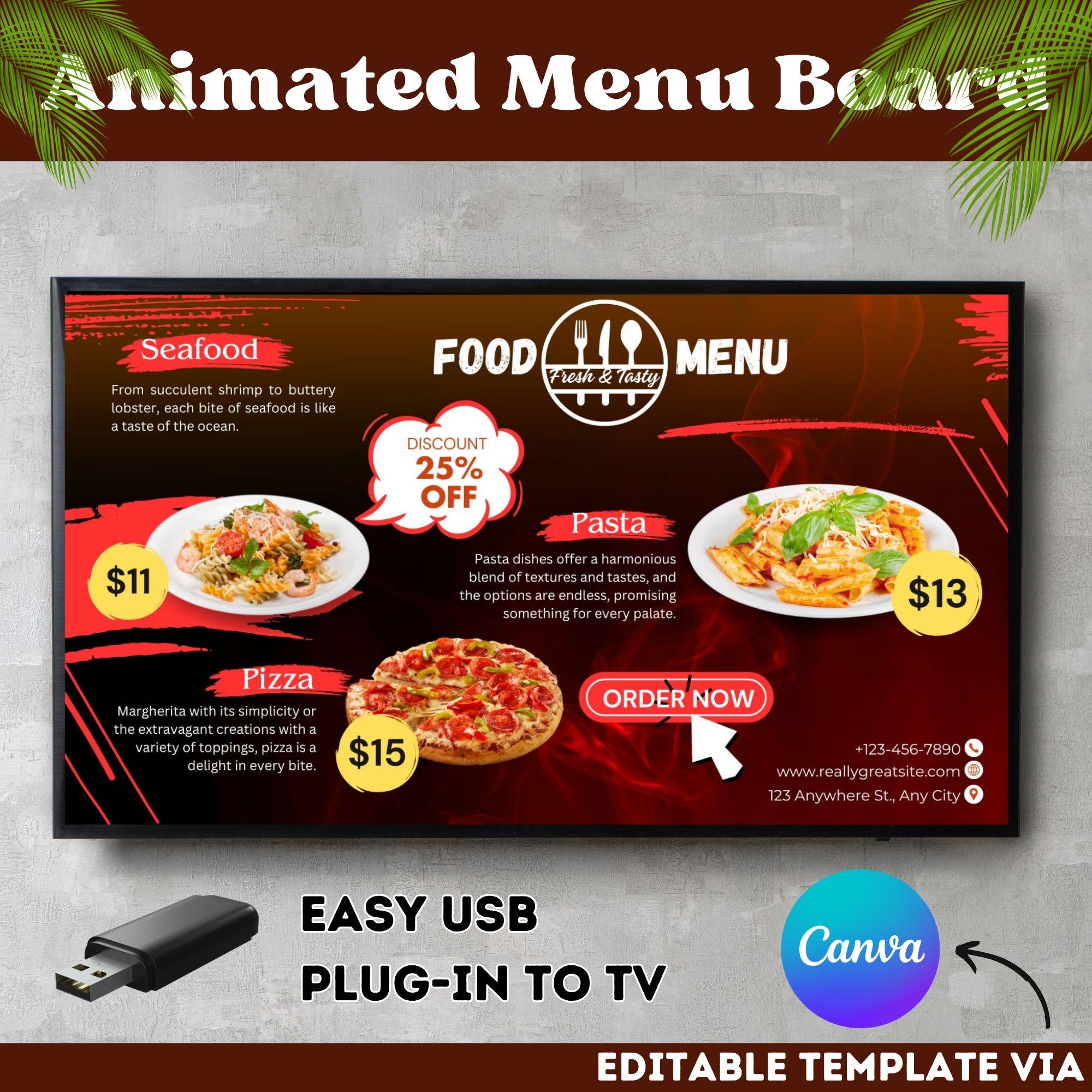 Animated Digital Menu Board, Modernize Your Restaurant's Menu Display ...