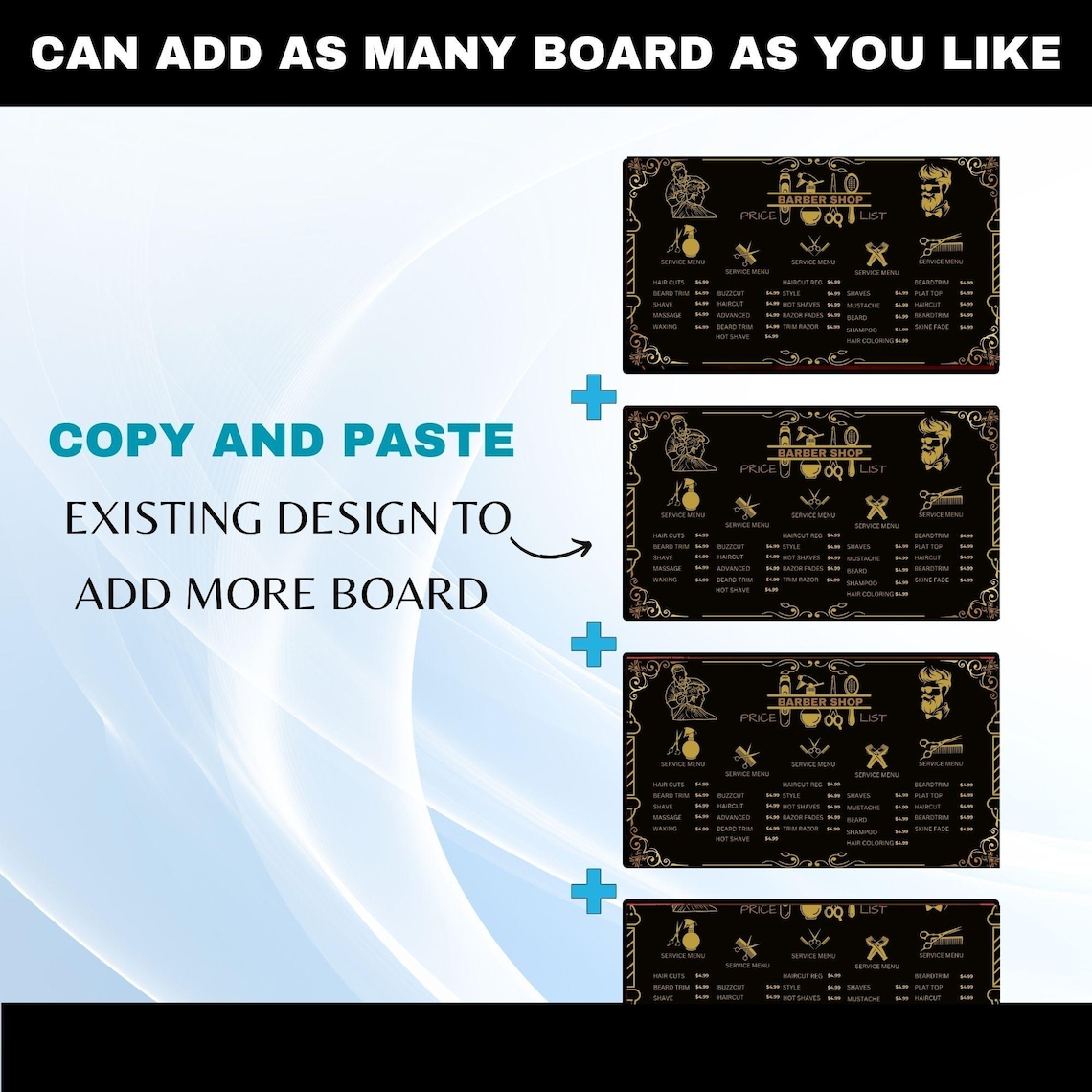 Barber Shop Menu Board, Barber Shop Price List Template, Price List ...