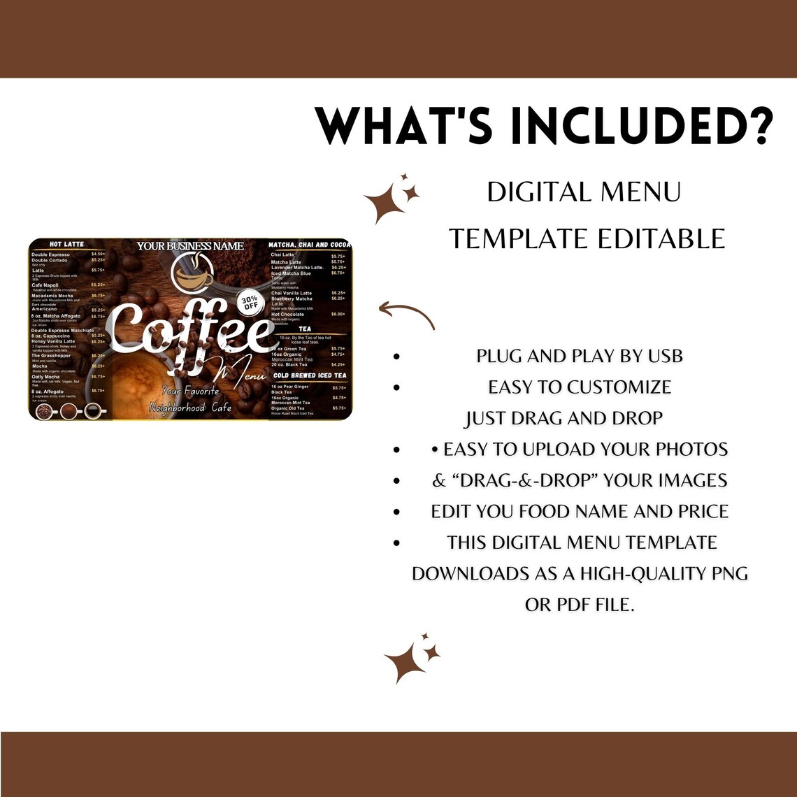 Coffee Menu Board, Easy DIY Digital Menu Board, Cafe Menu, Tv Menu ...