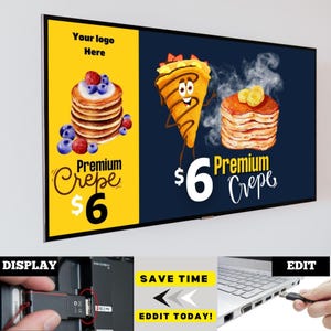 Crepe Menu Board, Crepe Digital Menu Board, Breakfast Menu, Modern Tv ...