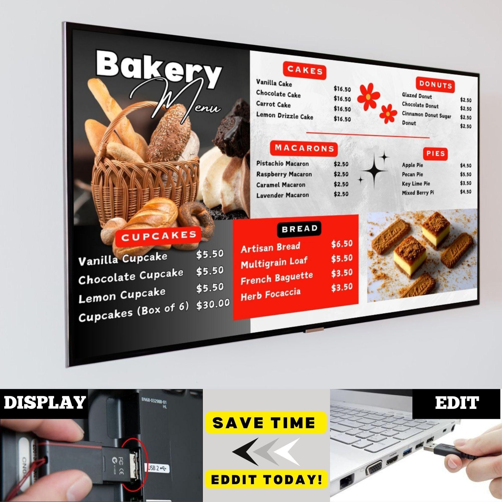 Editable Bakery Menu Board Template, Easy Canva Design for Custom ...