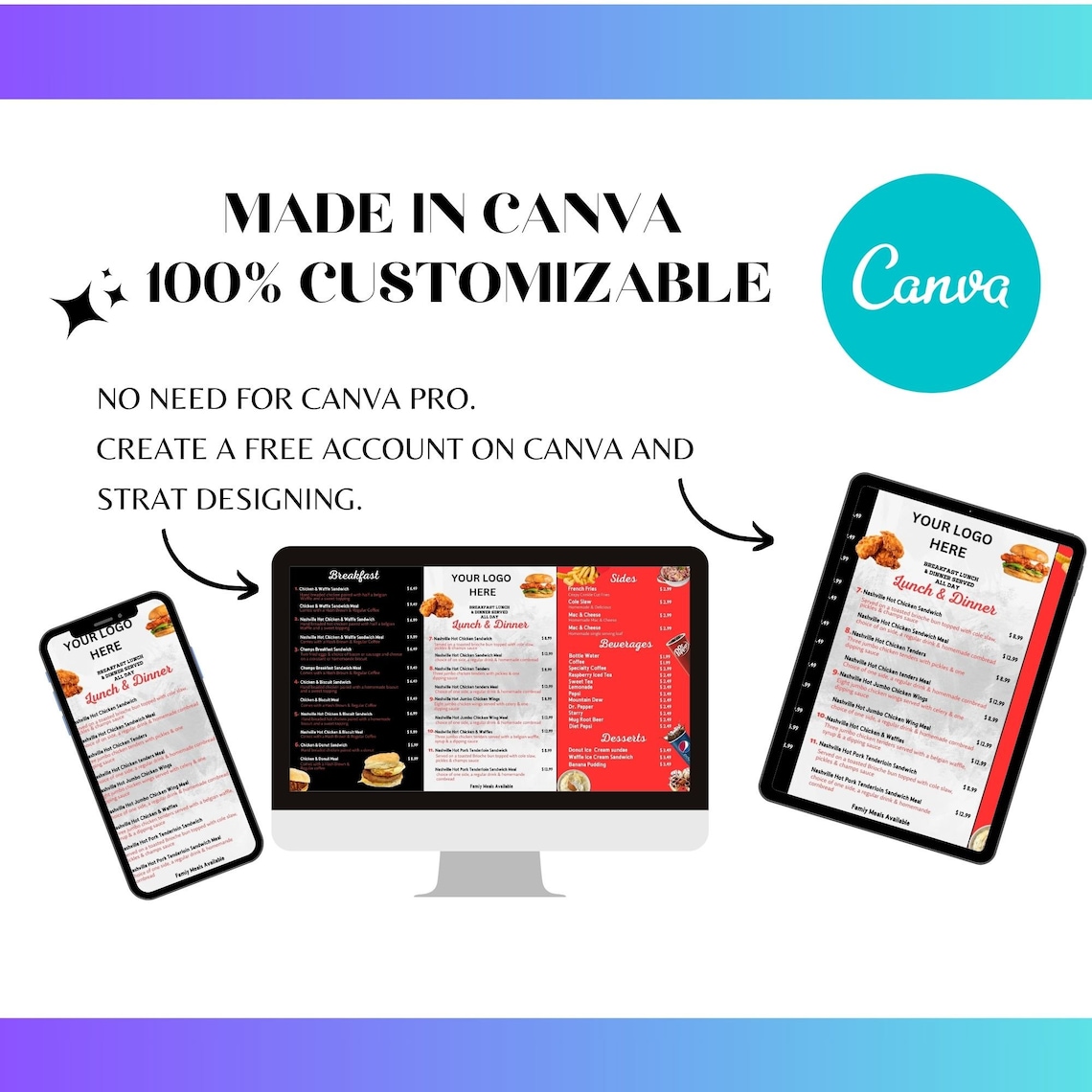 Restaurant Menu Board, Menu Board for Restaurant, Menu Board Template ...