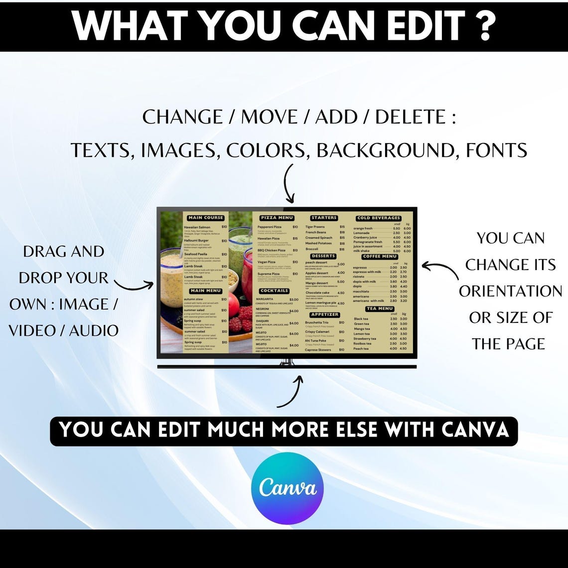 Digital Menu Board for Restaurant, Restaurant Menu Display Screen ...