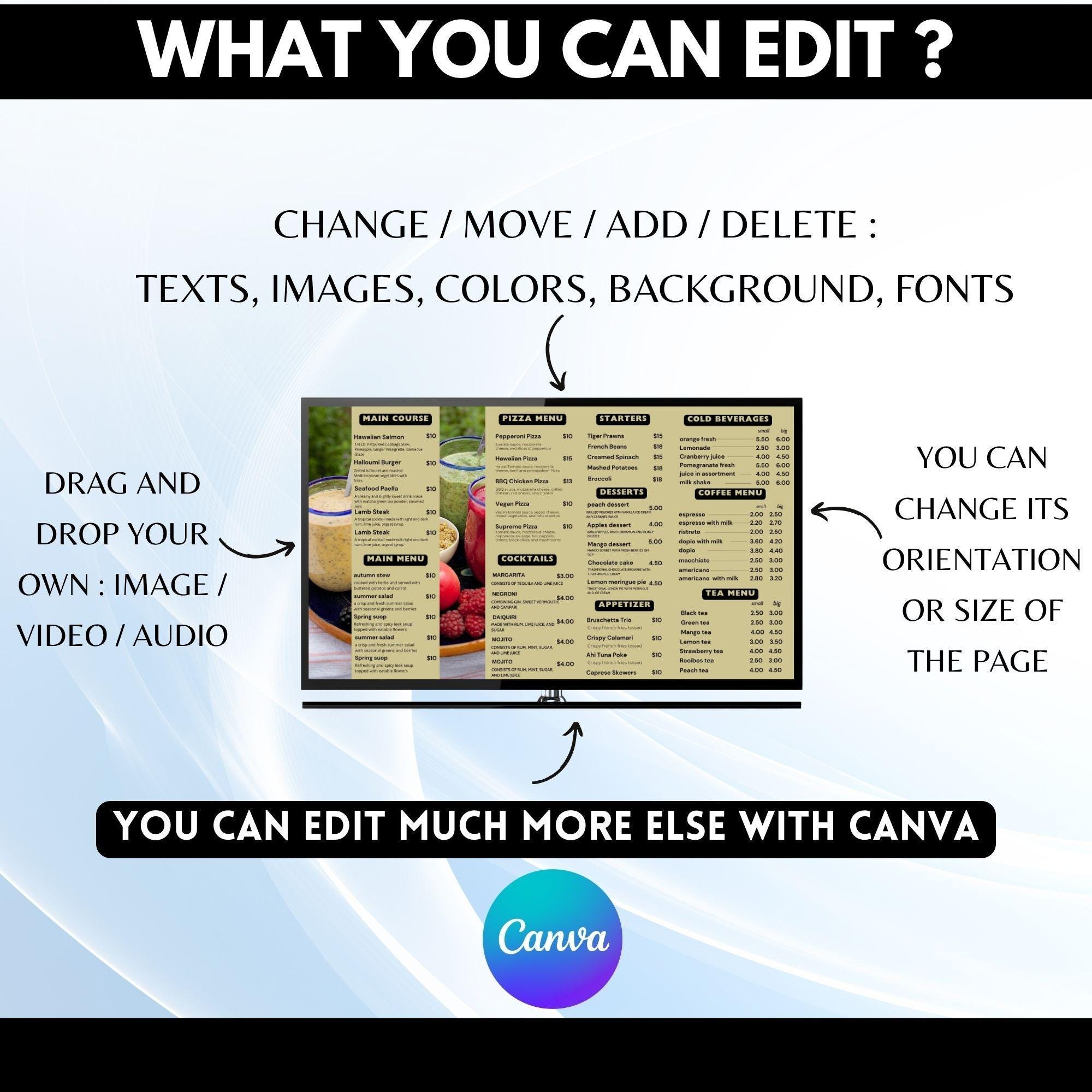 Digital Menu Board for Restaurant, Restaurant Menu Display Screen ...