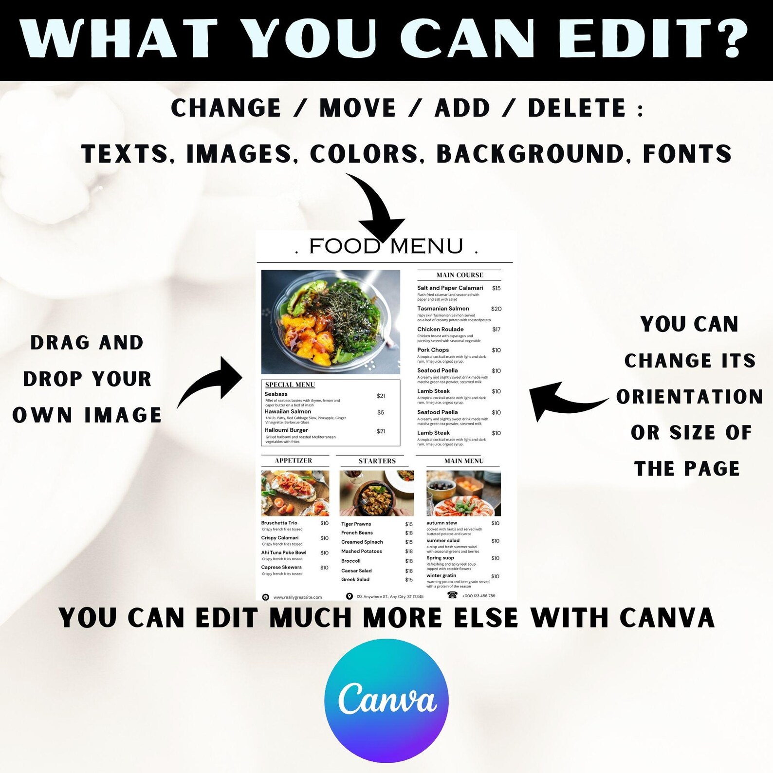 Restaurant Menu Bundle - 3 Editable A4 Food Menus | Digital Download ...