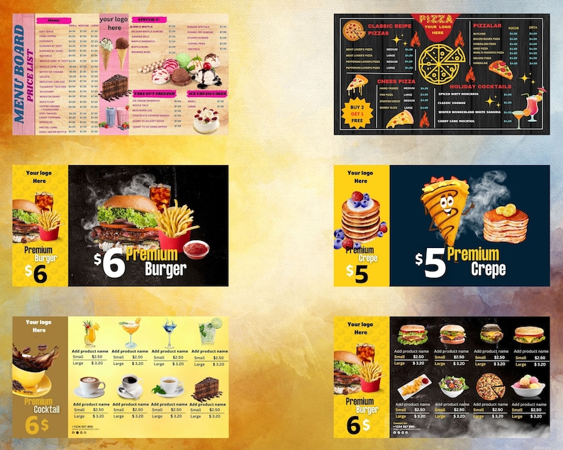 Custom Restaurant TV Menu Board Design: Food Flyers, Canva Template ...