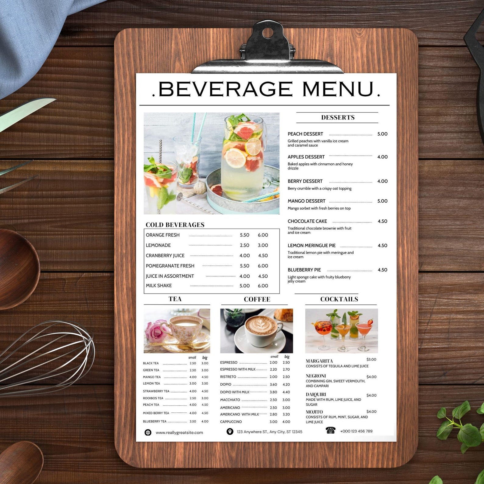 Editable Beverage Menu Bundle - 3 Canva Templates | A4 Drink Menu ...