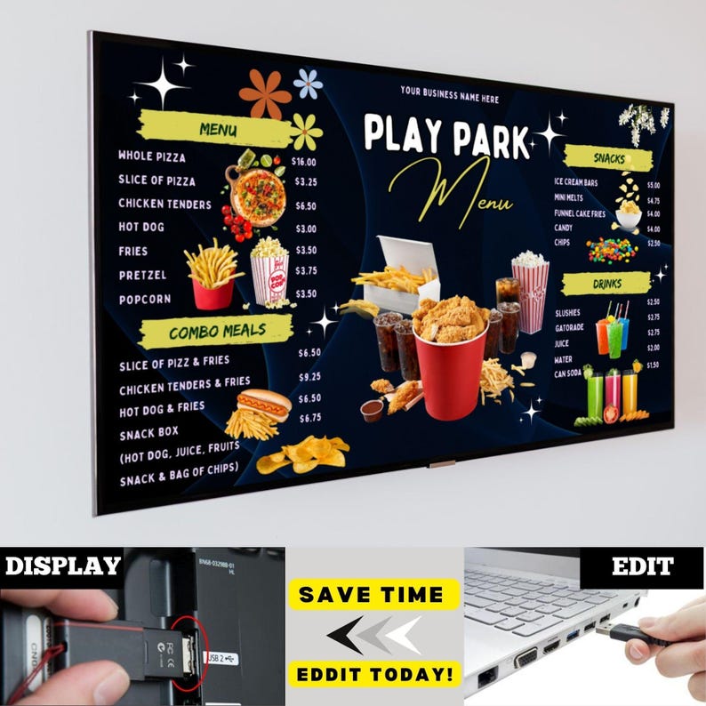 Play Park Menu Board, Tv Digital Menu, Outdoor Digital Menu Board for ...