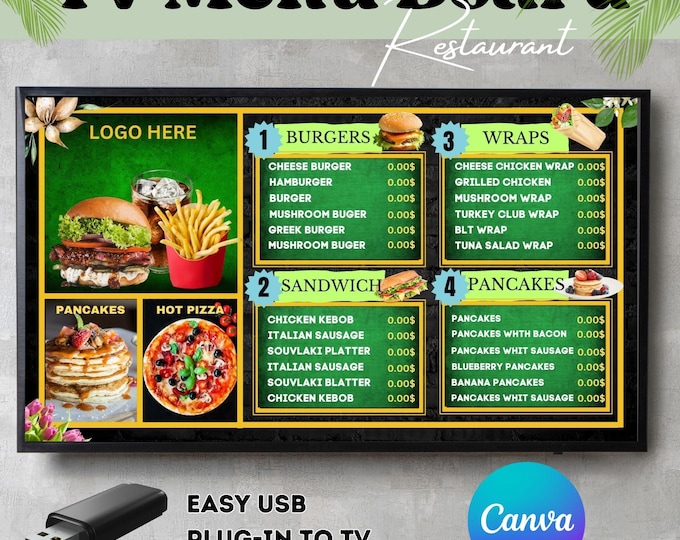 10 IN 1 PACK TV Menu Board - Digital Menu Board - Burger Menu Board ...