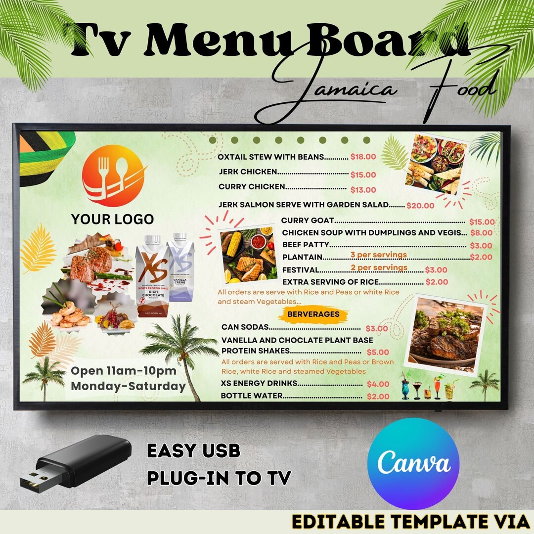 Jamaican Restaurant Digital Menu Board, Tv Menu Board, Restaurant Menu ...