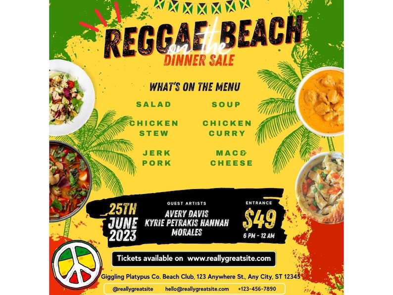 Jamaican Food Menu Flyer: Caribbean Restaurant, Catering (canva ...
