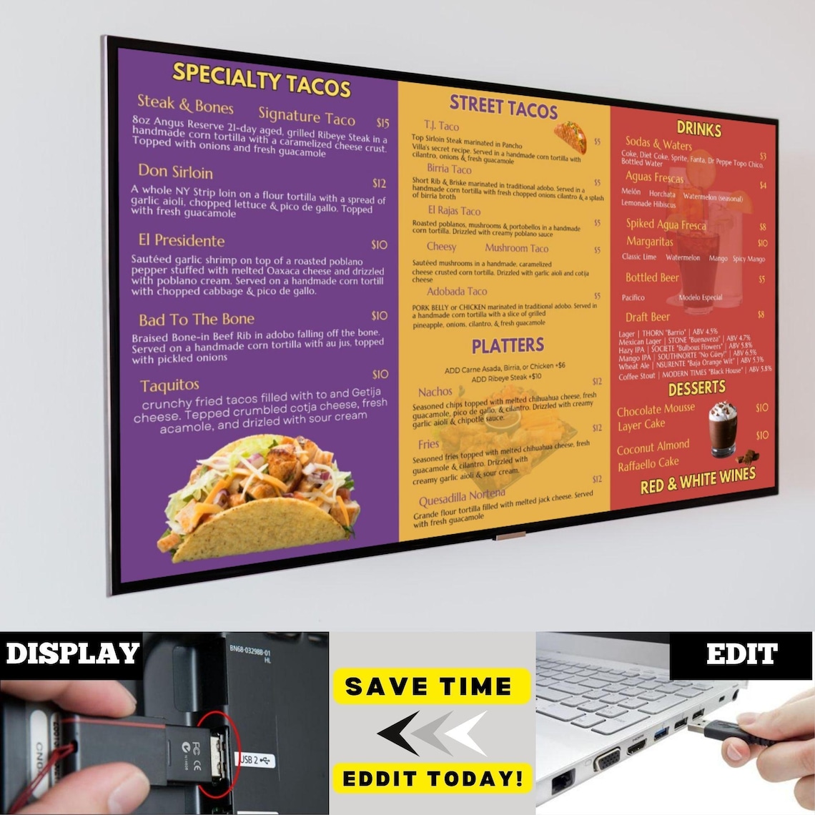 TV Menu Board for Restaurant, Restaurant TV Menu Board, Restaurant Menu ...