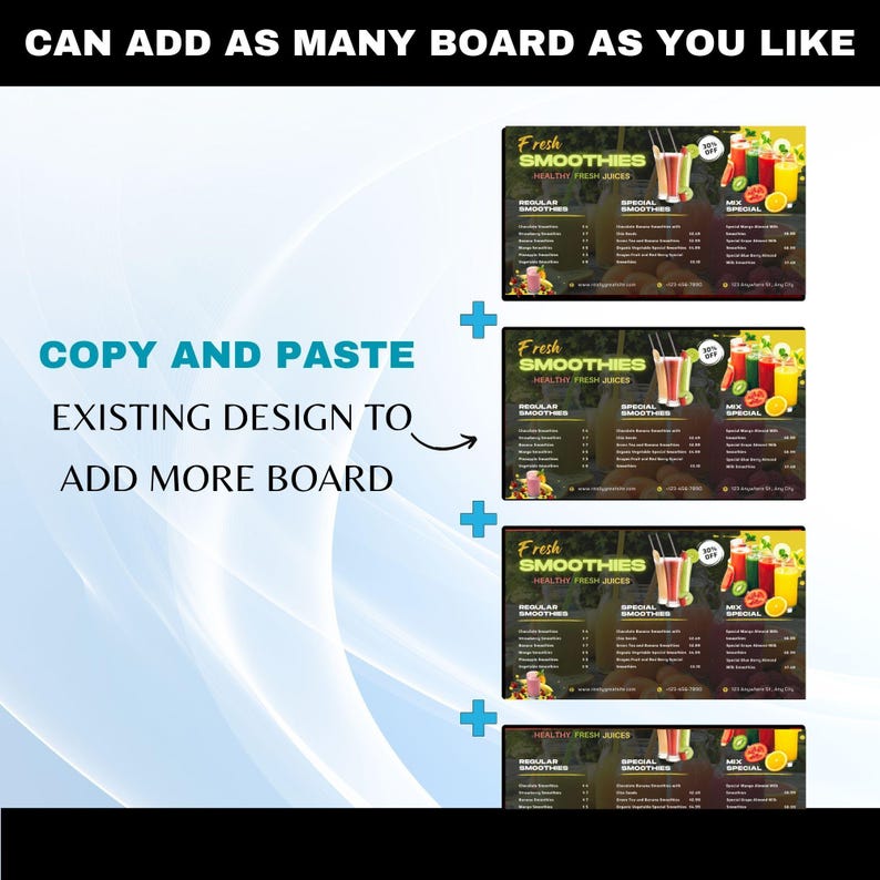 Smoothie Digital Menu Board Template: Editable Canva TV Display (PDF ...