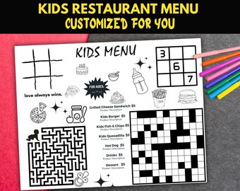 Custom Kids Restaurant Menu, Personalized for Your Restaurant! - Etsy