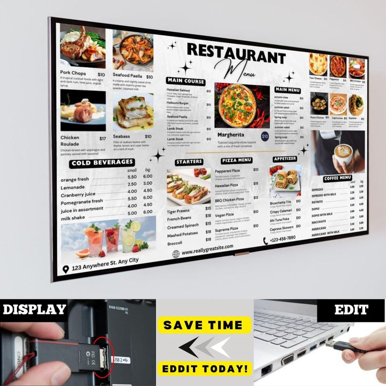 Editable Restaurant Menu Board Template, Customizable Canva Design for ...