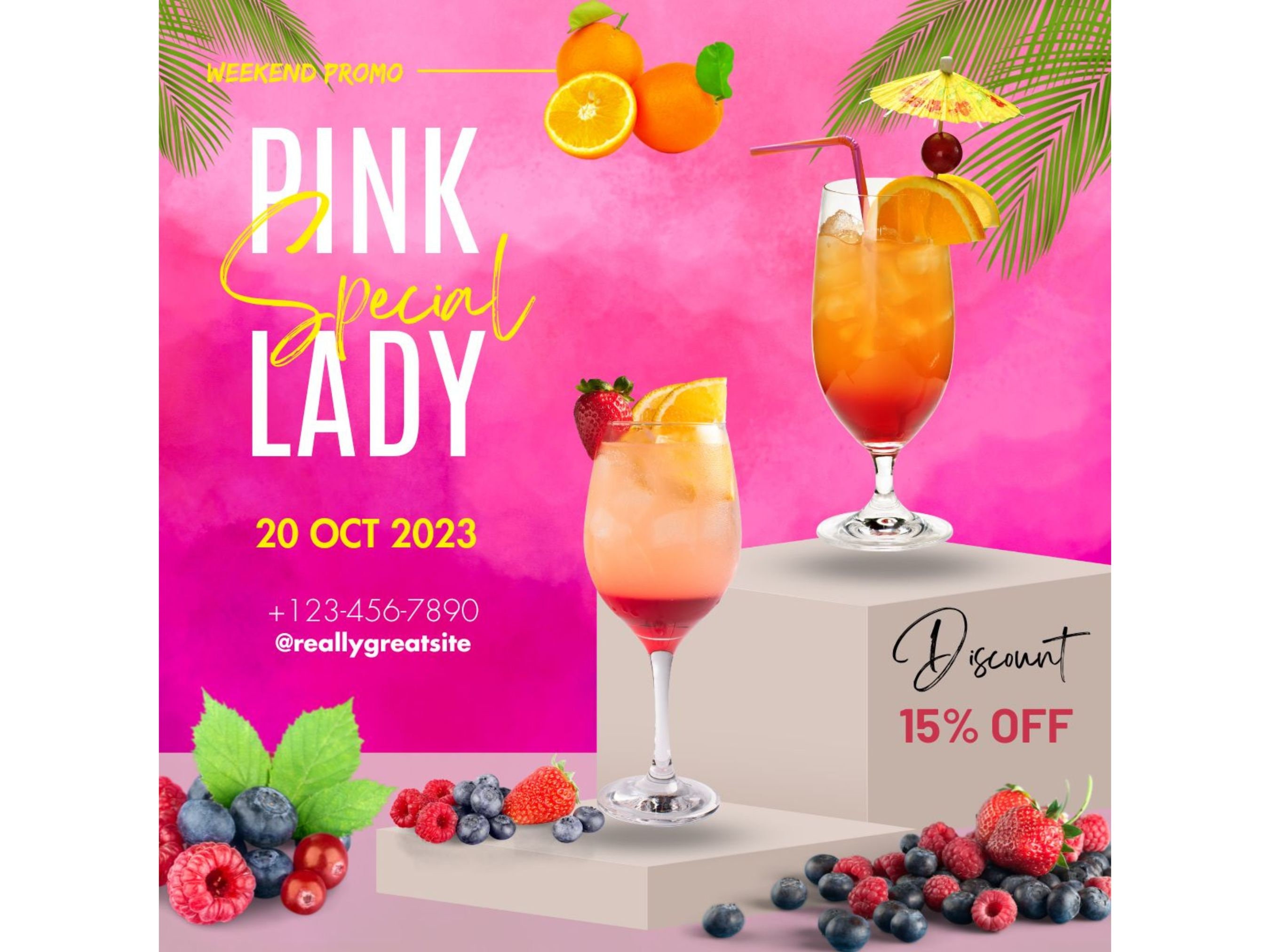 Cocktail Menu Flyer, Editable Flyer Template, Shades of Pink Brunch ...