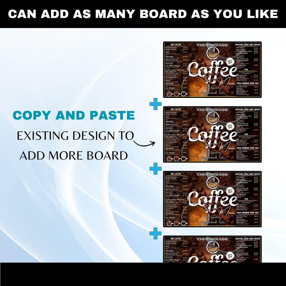 Coffee Menu Board, Easy DIY Digital Menu Board, Cafe Menu, Tv Menu ...