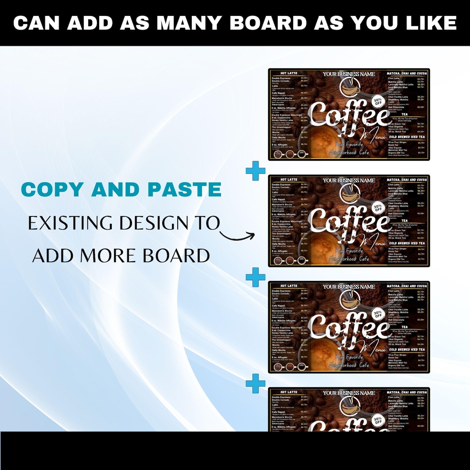 Coffee Menu Board, Easy DIY Digital Menu Board, Cafe Menu, Tv Menu ...