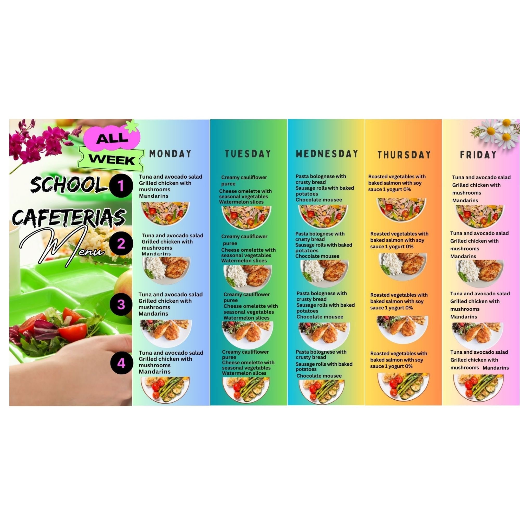 Scool Cafeteria Menu Board, TV Menu Board, Menu Design Ideas, Menu ...