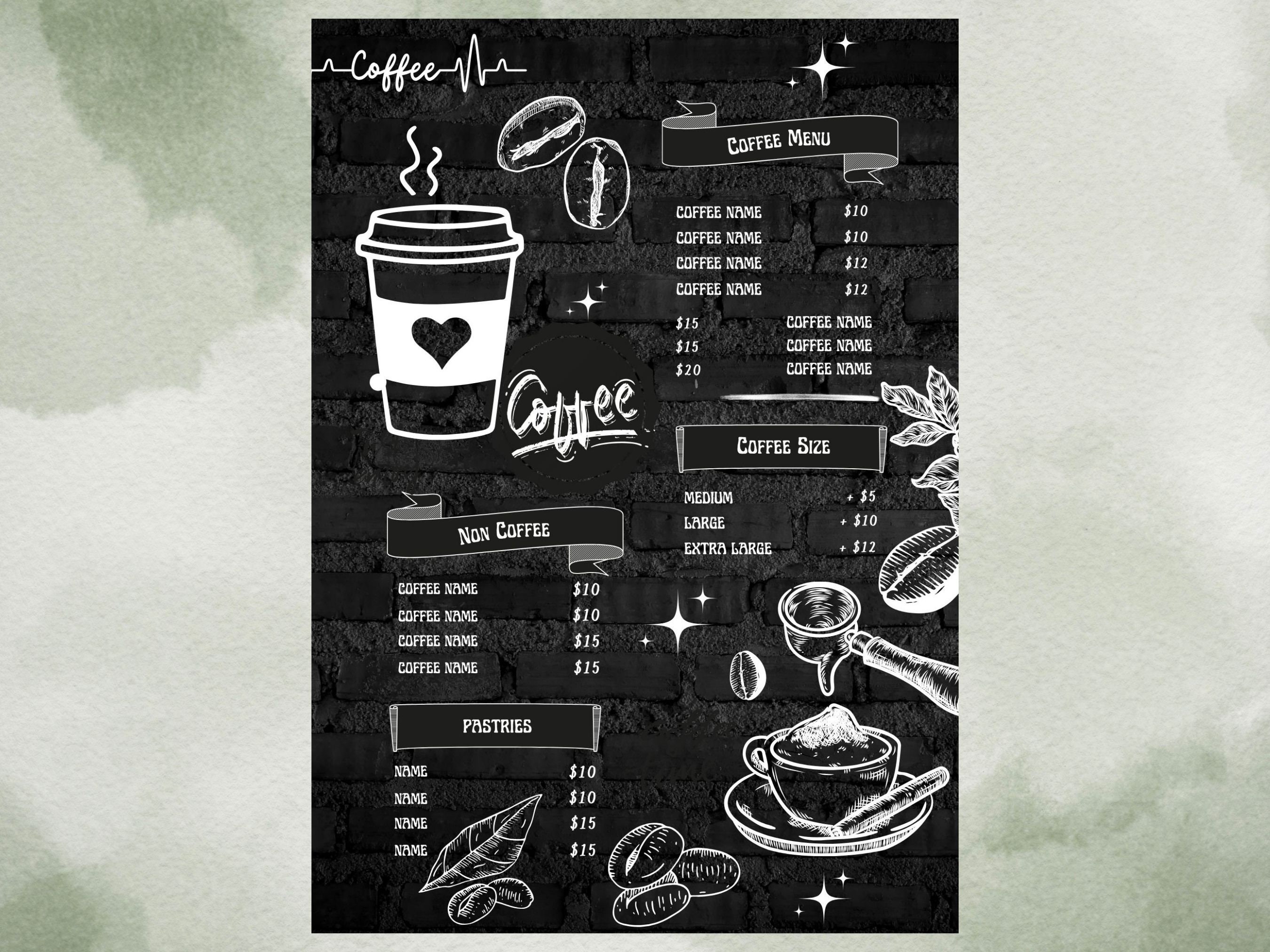 Coffee Menu, Coffee Shop Menu, Template, Cafe Menu, Price List, Coffee ...