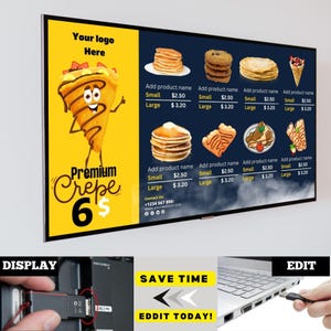 Crepe Menu Board, Crepe Digital Menu Board, Breakfast Menu, Modern Tv ...