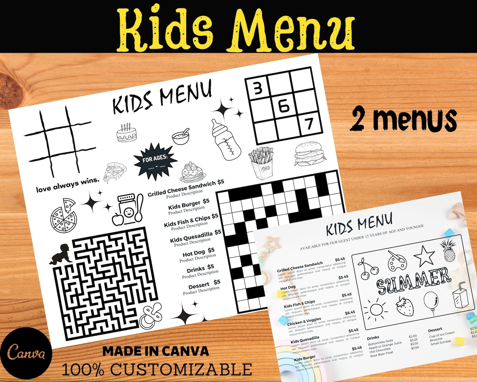 Kids Restaurant Menu Template: Pretend Play Chef, Dramatic Play (canva ...