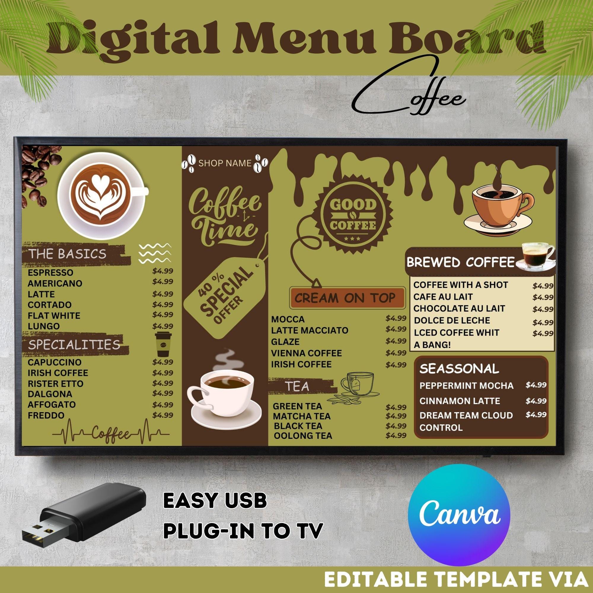 Modern Cafe Menu Template: Coffee Shop Menu Board (digital Download) - Etsy