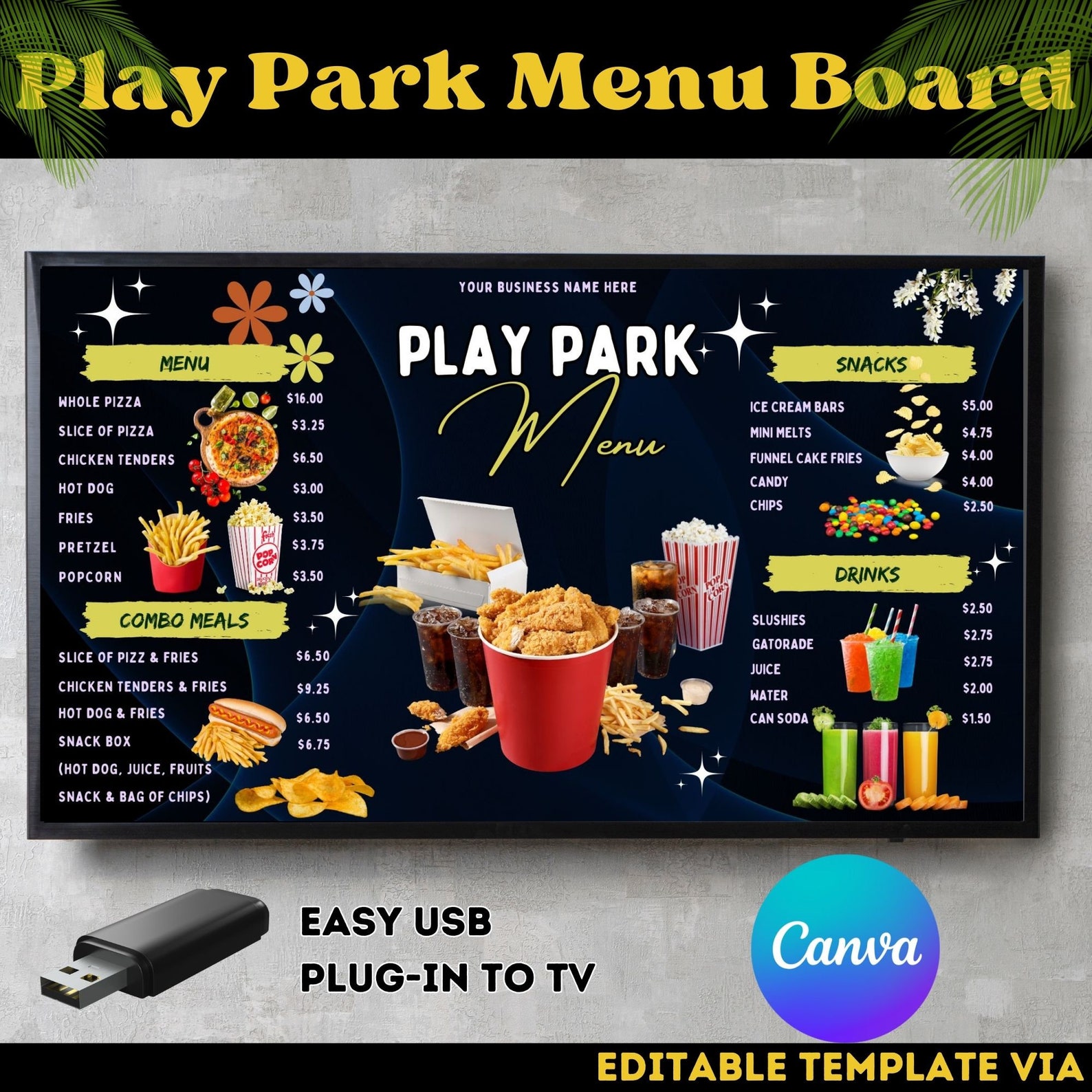 Play Park Menu Board, Tv Digital Menu, Outdoor Digital Menu Board for ...