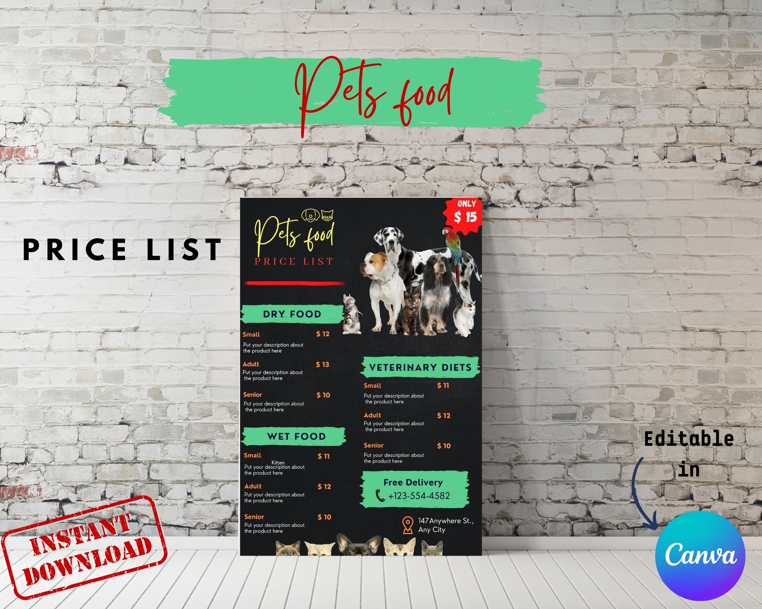 Pets Food Price List Template, Printable Price List, Pets Price List ...