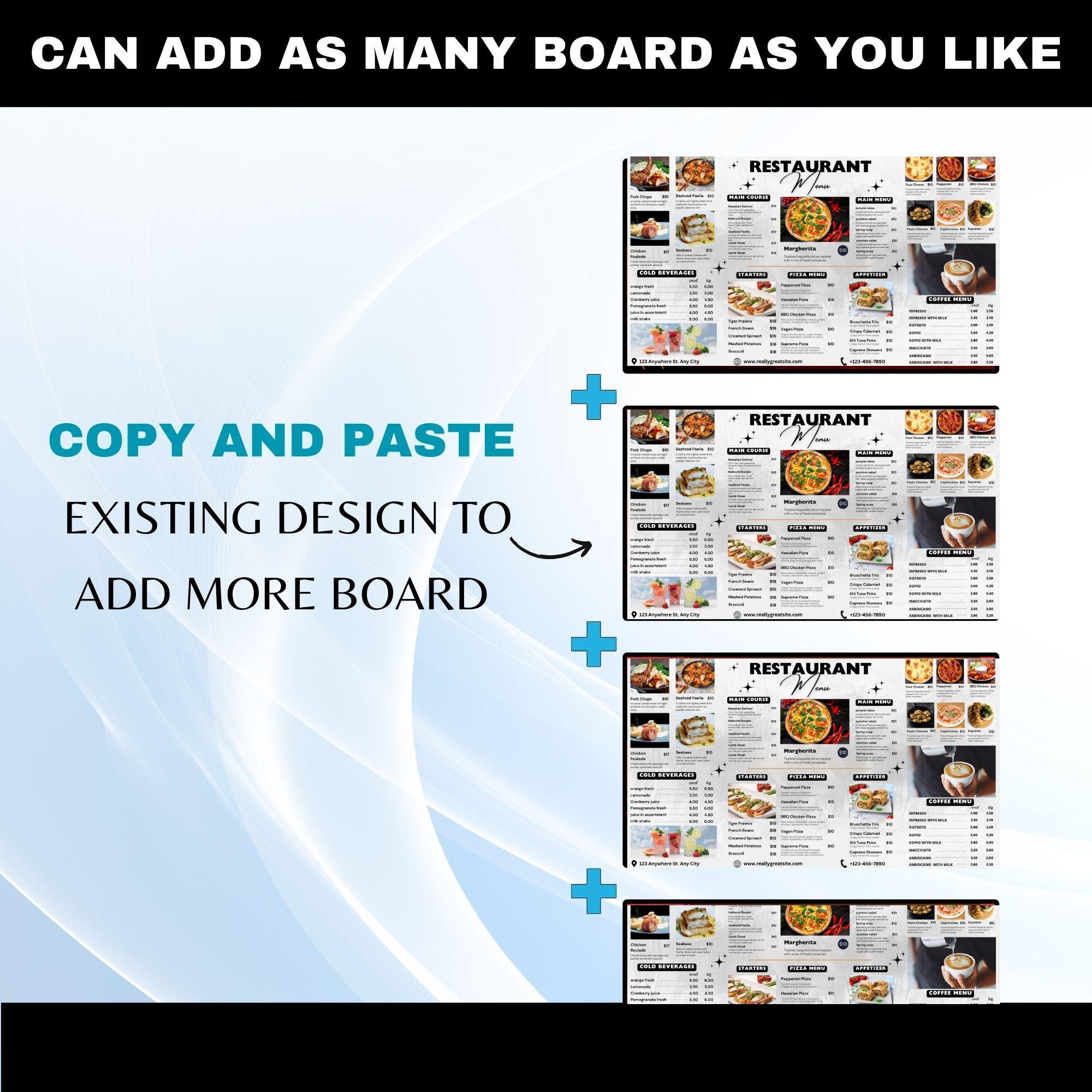 Editable Restaurant Menu Board Template, Customizable Canva Design for ...