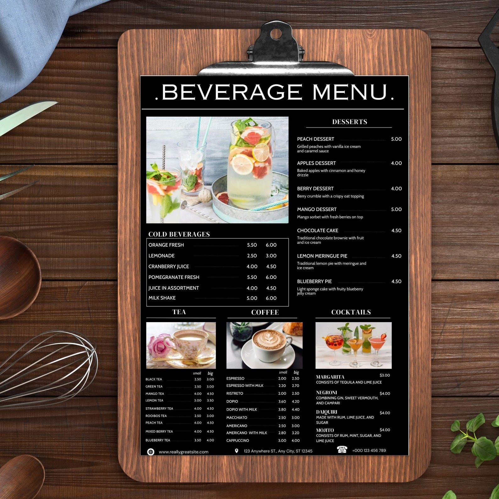 Editable Beverage Menu Bundle - 3 Canva Templates | A4 Drink Menu ...