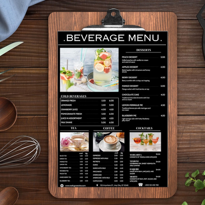 Editable Beverage Menu Bundle - 3 Canva Templates | A4 Drink Menu ...