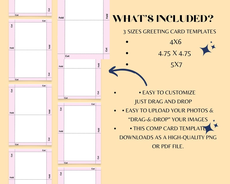 Drag and Drop Greeting Card Template Set |blank Template | 4x6, 5x7 ...