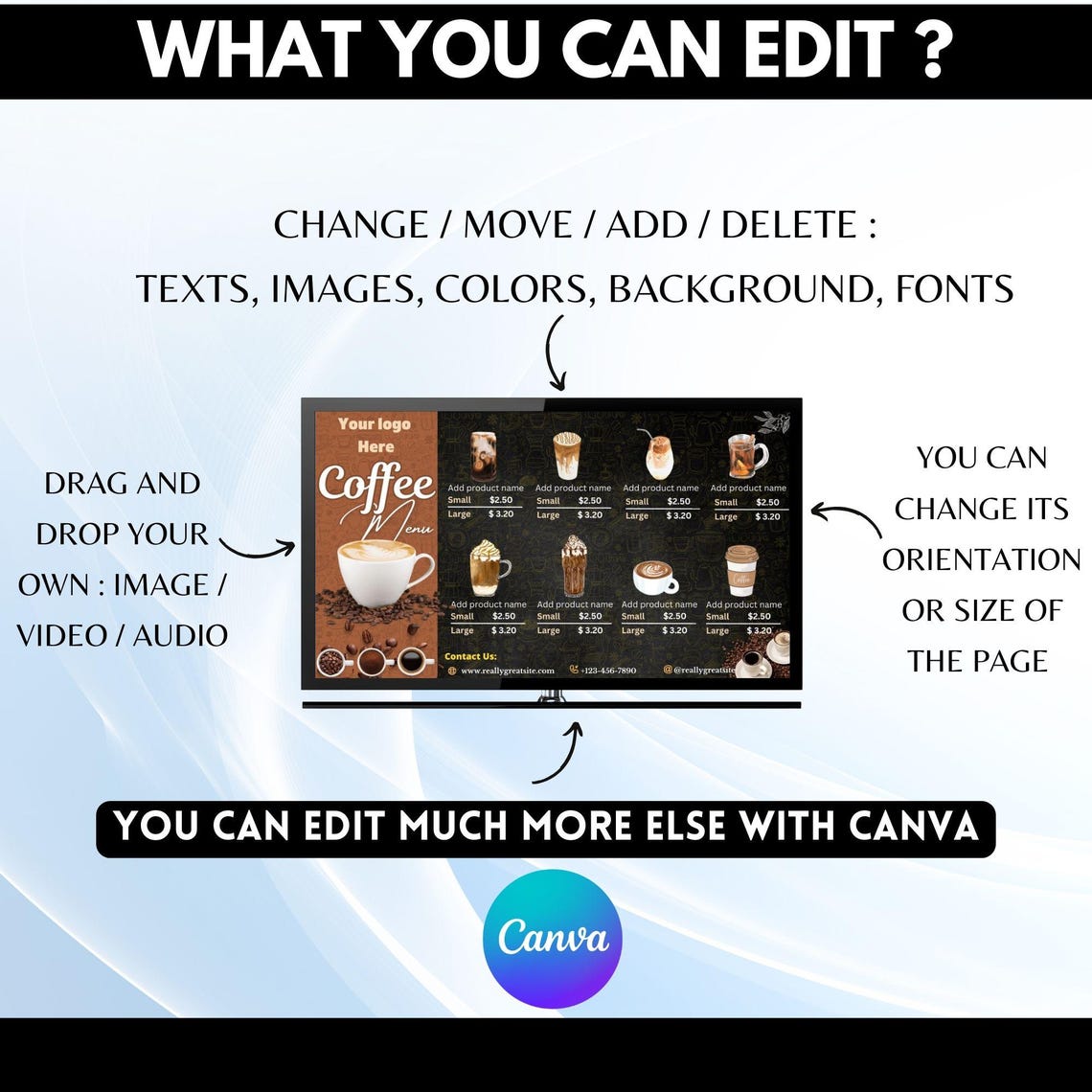Easy DIY Digital Menu Board, Coffee Menu Board, Cafe Menu, Tv Menu ...