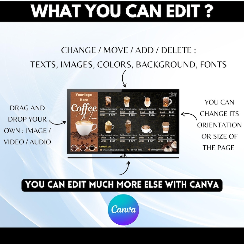 Easy DIY Digital Menu Board, Coffee Menu Board, Cafe Menu, Tv Menu ...