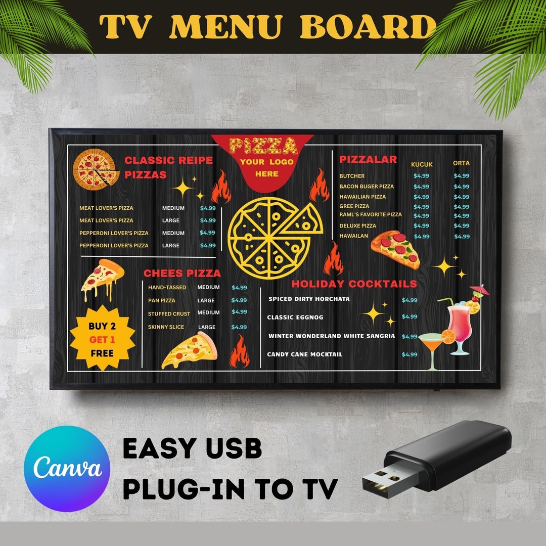Pizza Menu Board, Pizza Tv Menu, Pizza Digital Menu, TV Menu Board ...