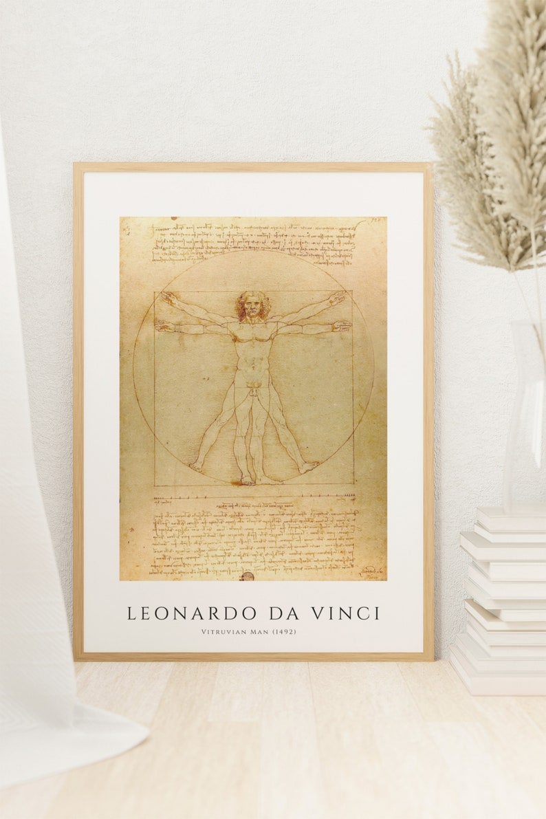 Printable 'vitruvian Man' Renaissance Masterpiece Poster by Leonardo Da ...