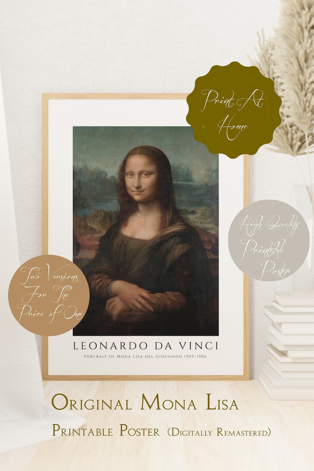 Leonardo Da Vinci's Mona Lisa Poster - Digitally Remastered - Printable ...