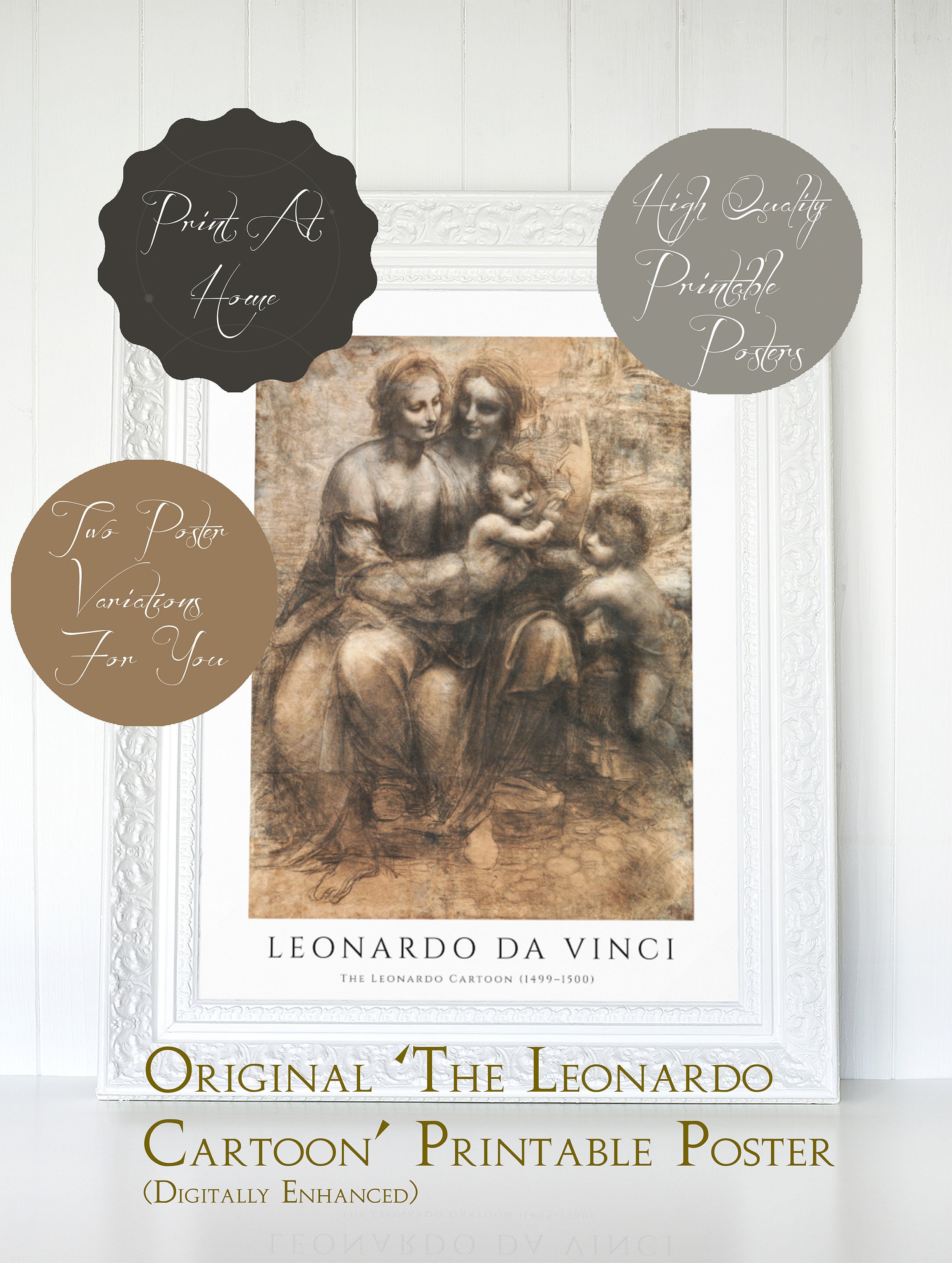 Printable 'the Leonardo Cartoon' Renaissance Masterpiece Poster by ...