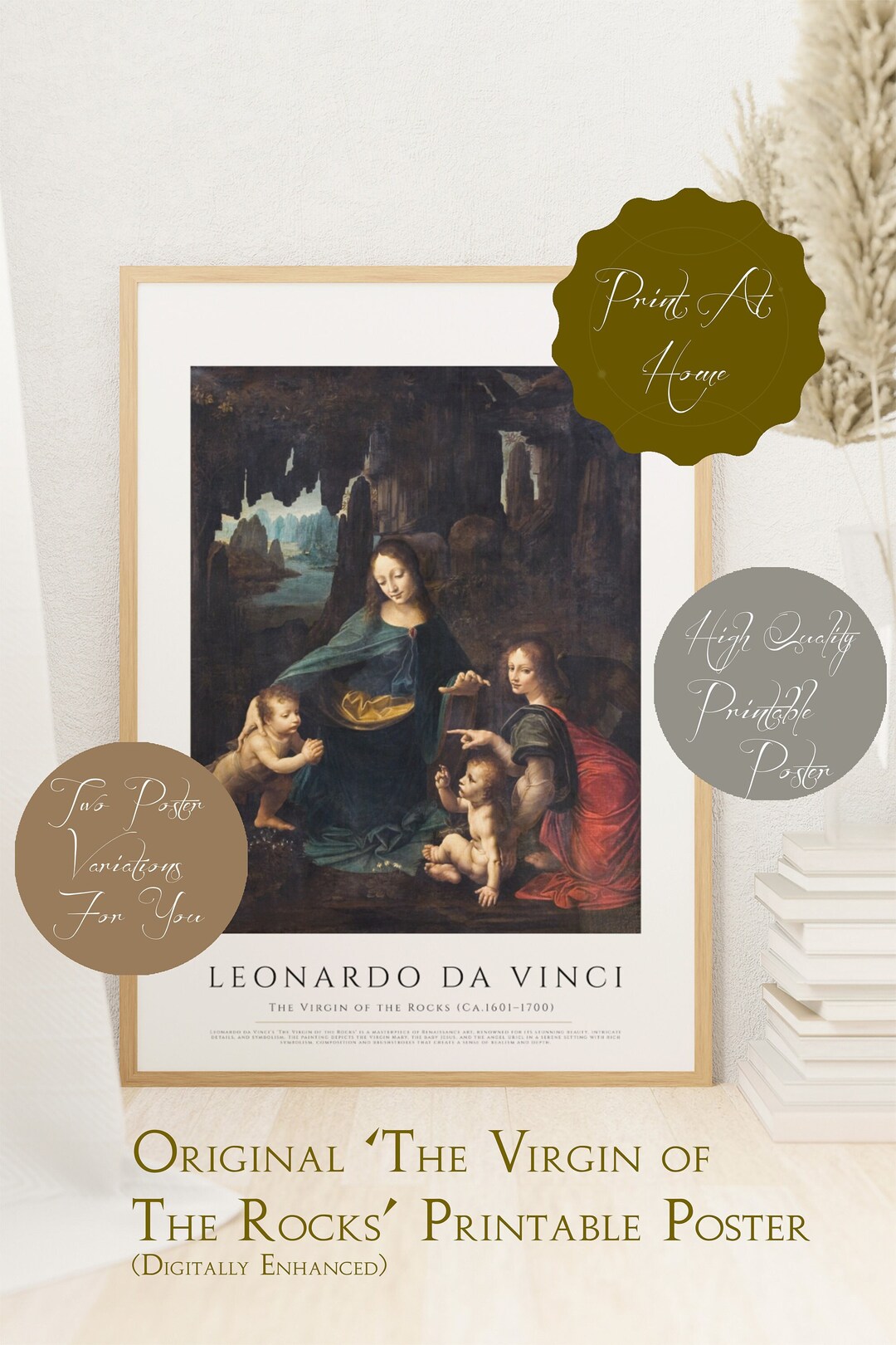 Printable 'the Virgin of the Rocks' Renaissance Masterpiece Poster by ...