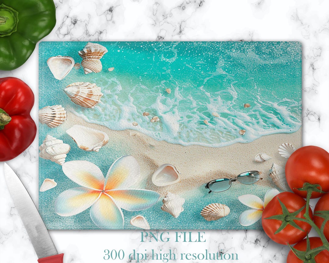 Glass Cutting Board Designs Tropical Beach Sublimation Designs ...
