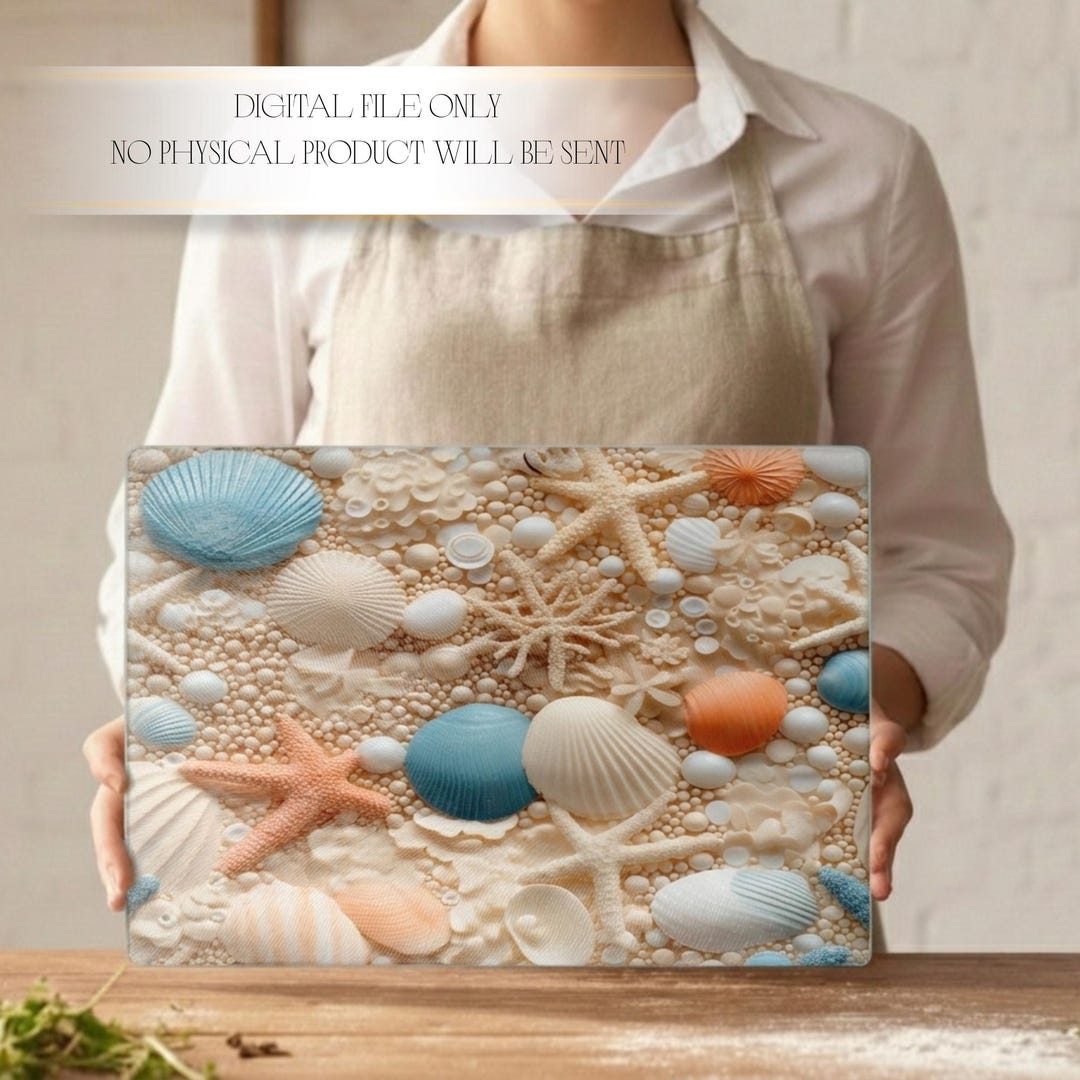 Cutting Board Png With Sea Shells, Sublimation Designs, Glass Cutting ...