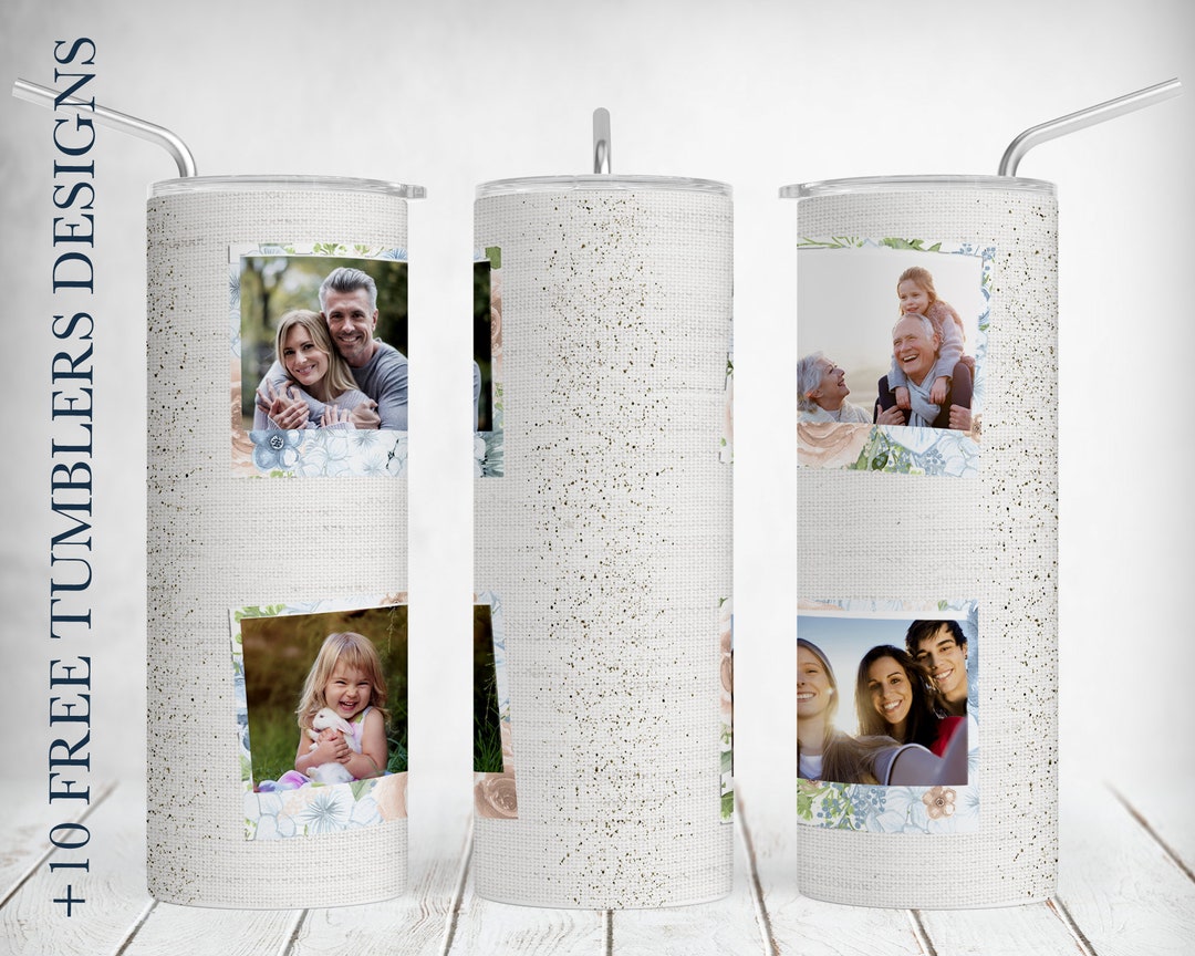 Family Photo Tumbler Wrap With 4 Polaroid Frames 20 Oz Skinny - Etsy